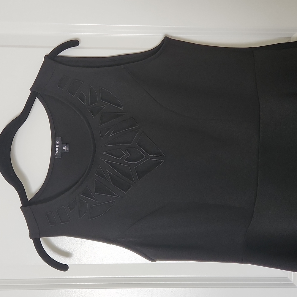 Black Mesh Cutout Skater Dress - Gem